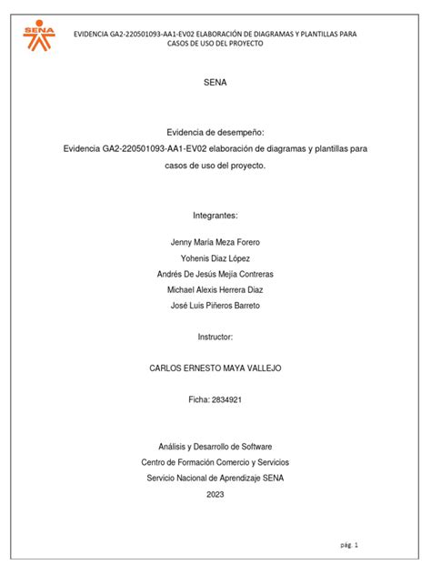 Plantillas Proyecto Sena Descargar Gratis Pdf Caso De Uso Software