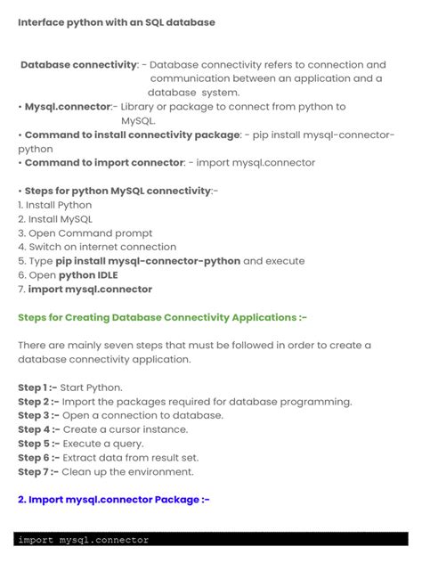 Python Sql Database Connectivity Guide Pdf Databases My Sql