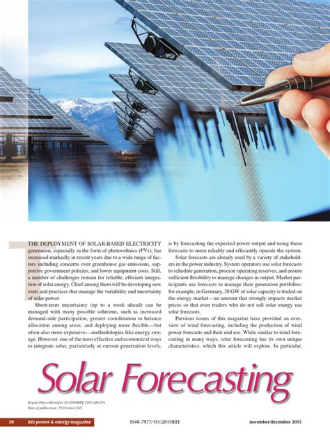 Ieeesolar Forecastingmethods Challenges And Performance Pdf