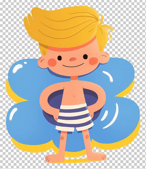 Cute Blond Boy Cartoon Boy With Swim Float Png Clipart Beach