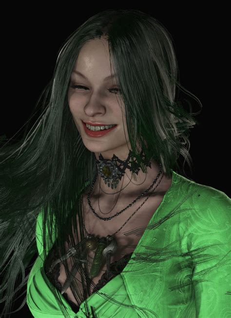 Cassandra Dimitrescu Green Dress Long Hairs Model Viewer