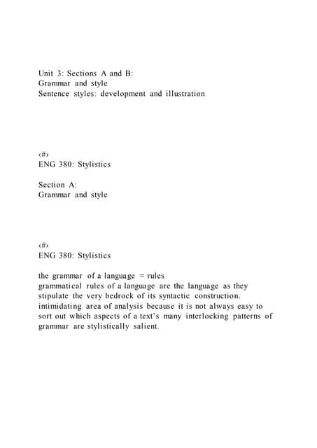 Unit 3 Sections A And B Grammar And Style Sentence Styles Docx Unit 3 Sections A And B Grammar And Style Sentence Styles Docx