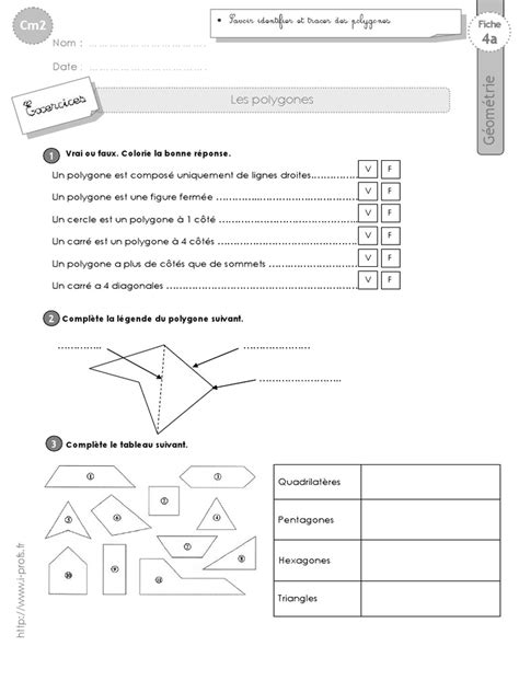 Cm2 Exercices Polygones Pdf Polygone Géométrie Euclidienne