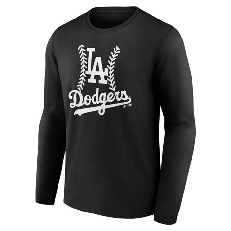 Mens Los Angeles Dodgers Black Fastball Personalized Any Name And Number Long Sleeve T Shirt