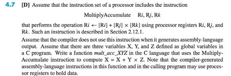 Solved D Assume That The Instruction Set Of A Processor Chegg