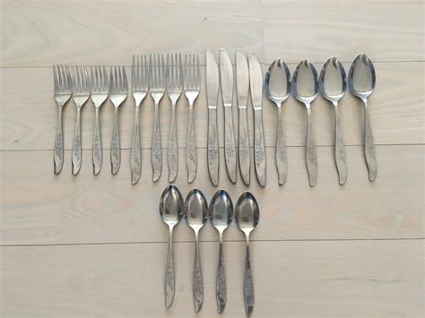 Silhouette Rose Pattern Flatware Service For Four Etsy