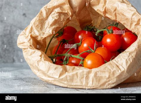 Cherry Tomatoes In A Brown Paper Bag Eco Friendly Sustainable