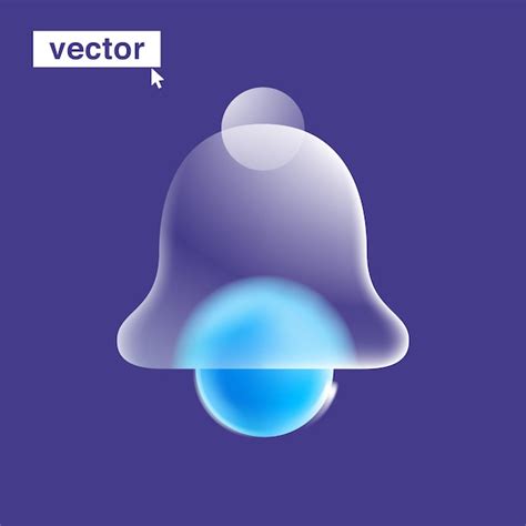 Premium Vector Notification Bell Icon For Incoming Inbox Message In Glassmorphism Style