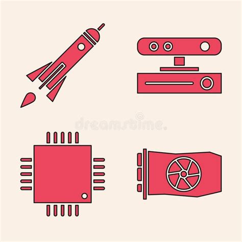 Set Video Graphic Card Rocket Ship With Fire Motion Sensor And