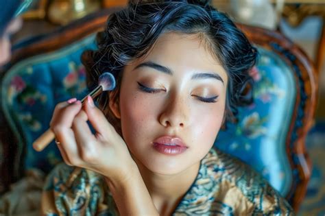 Premium Photo Professional Makeup Artist Applying Cosmetic On A Young