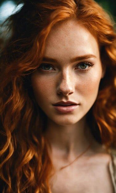 Premium Photo Portrait Of A Beautiful Redhead Girl With Freckles On