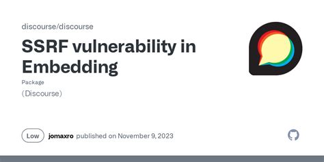 Ssrf Vulnerability In Embedding · Advisory · Discoursediscourse · Github