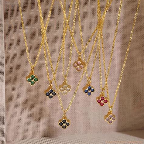 18k Gold Plated Four Leaf Van Cleef Necklace Dainty Bracelet T