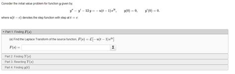 Solved Consider The Initial Value Problem For Function Y Chegg
