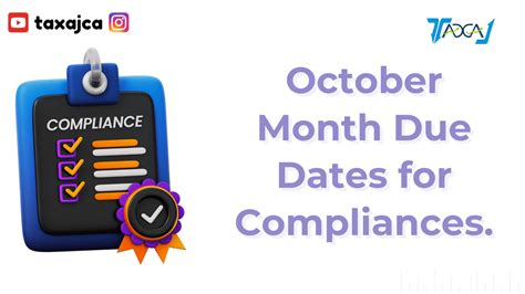 Due Dates In The Month Of October Taxaj Corporate Services Llp