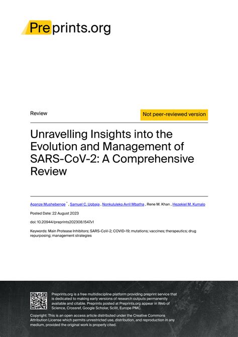 Pdf Unravelling Insights Into The Evolution And Management Of Sars