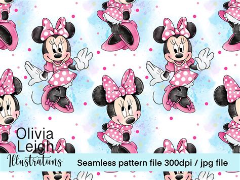 Cute Minnie Mouse Seamless Pattern Digital Paper Digital Download