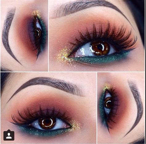 Beautiful Spikes Lashes Gold Glitter Inner Corner And Pop Of Green On