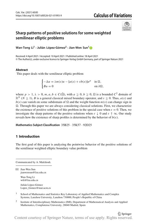 Sharp Patterns Of Positive Solutions For Some Weighted Semilinear