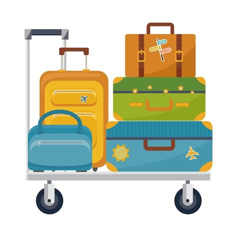Premium Vector Luggage Cart At The Airport For Suitcases