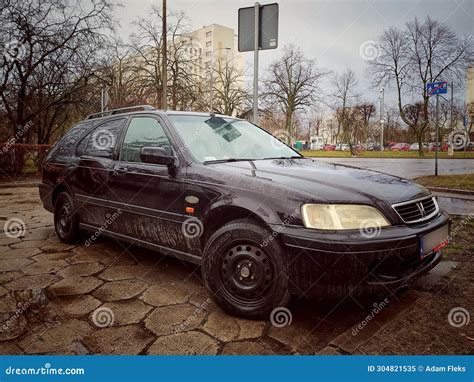 Old Classic Veteran Black Hatchback Car Honda Civic 18 Parked