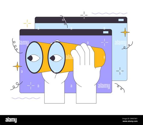 web searching tool 2d linear illustration concept stock vector image