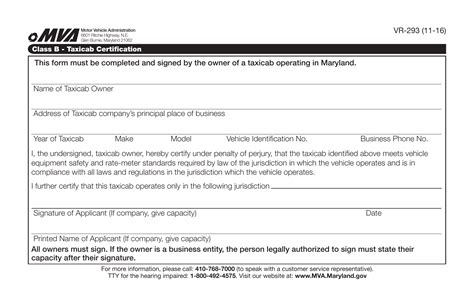 md mva form vr 293 taxicab certification forms docs 2023