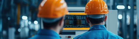 Strategic Robotics Management Team Analyzing Realtime Production Data In Modern Factory With