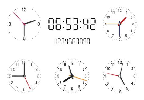 Set Of Analog And Digital Clock Faces On White Background Clock Hands 2056776 Vector Art At
