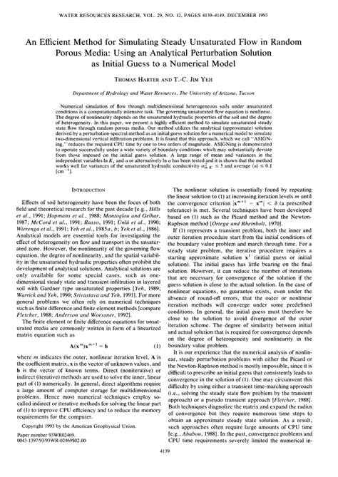 Pdf An Efficient Method For Simulating Steady Unsaturated Flow In Random Porous Media Using