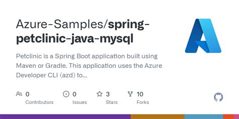 GitHub Azure Samples Spring Petclinic Java Mysql Petclinic Is A