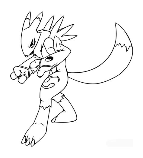 Renamon Digimonissa Värityskuva Lataa tulosta tai väritä verkossa ilmaiseksi