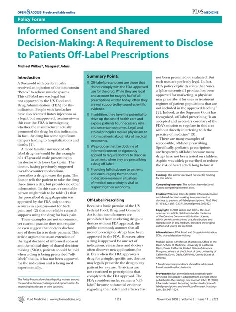 Pdf Informed Consent And Shared Decision Making A Requirement To Disclose To Patients Off