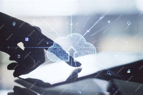 Premium Photo Data Storage And Internet Technology Concept With Digital Arrow In Cloud Symbol