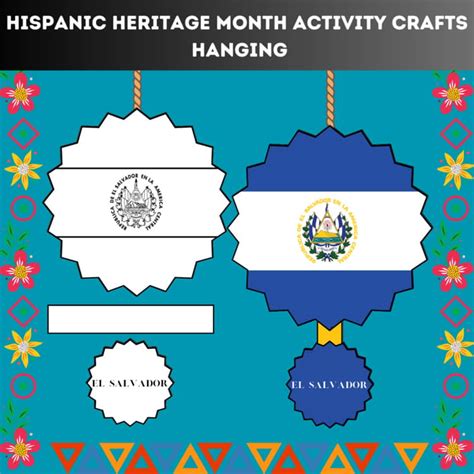 El Salvador Flag Craft Hispanic Heritage Month Activity Crafts Hanging
