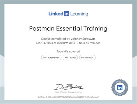 Completed Postman Essential Training Vaibhav Saraswat Posted On The Topic Linkedin