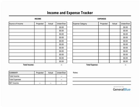 Printable Income And Expense Tracker Excel