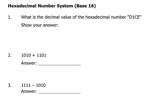 solved hexadecimal number system base 16 1 what is the