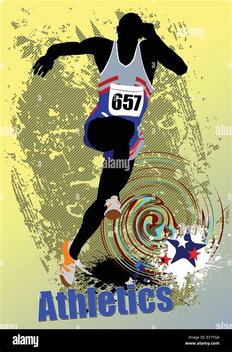 Plakat In Der Leichtathletik Die Laufenden Menschen Sport Ausgeführt Wird Vector