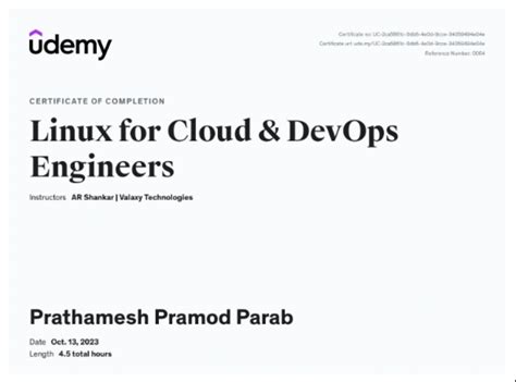 i earned a new certification linux for cloud and devops prathamesh