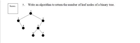 Solved 5 Write An Algorithm To Return The Number Of Leaf Chegg Com