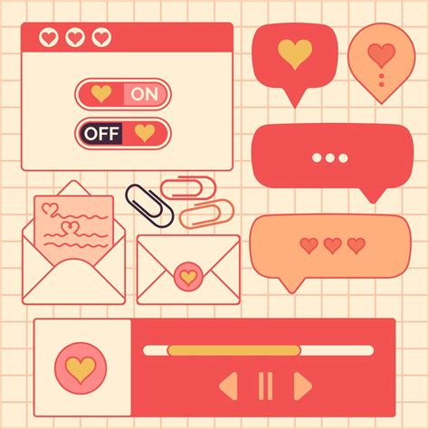 Cute Notes Hearts Computer User Interface 16453257 Vector Art At Vecteezy