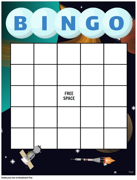 Free Space Themed Bingo Card Template Storyboard