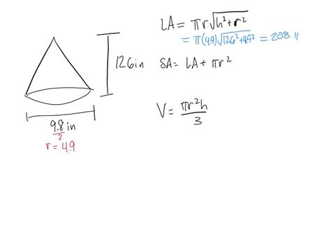 solved write the formula to find the volume and total surface area of
