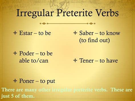 Ppt Irregular Preterite Verbs Powerpoint Presentation Free Download
