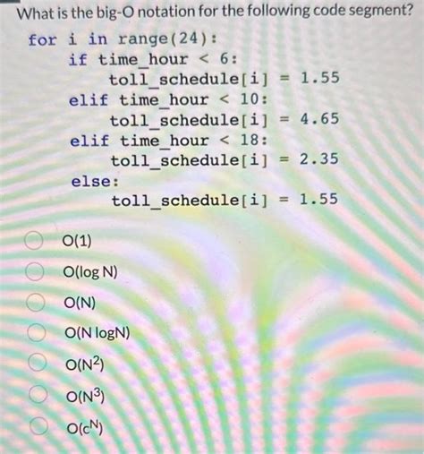 Solved What is the big-O notation for the following code | Chegg.com