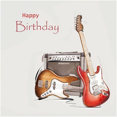 Happy Birthday Guitar Quilled Birthday Guitar Greeting Card Bunyaad