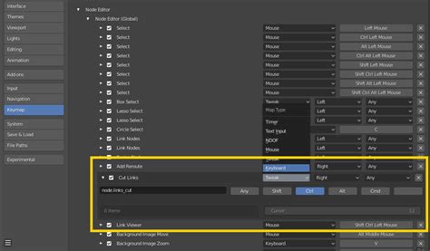 Workflow How To Re Map The Shortcut To Remove A Node Connection Cutting Tool Blender
