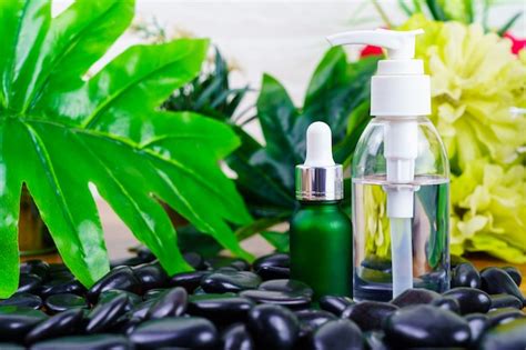 Premium Photo Thai Spa Massage Setting With Serum Oil Bottle Dropper