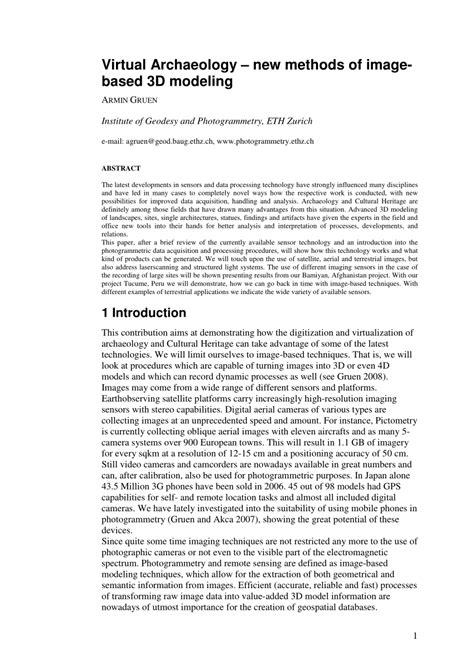 Pdf Virtual Archaeology New Methods Of Image Based 3d Modeling